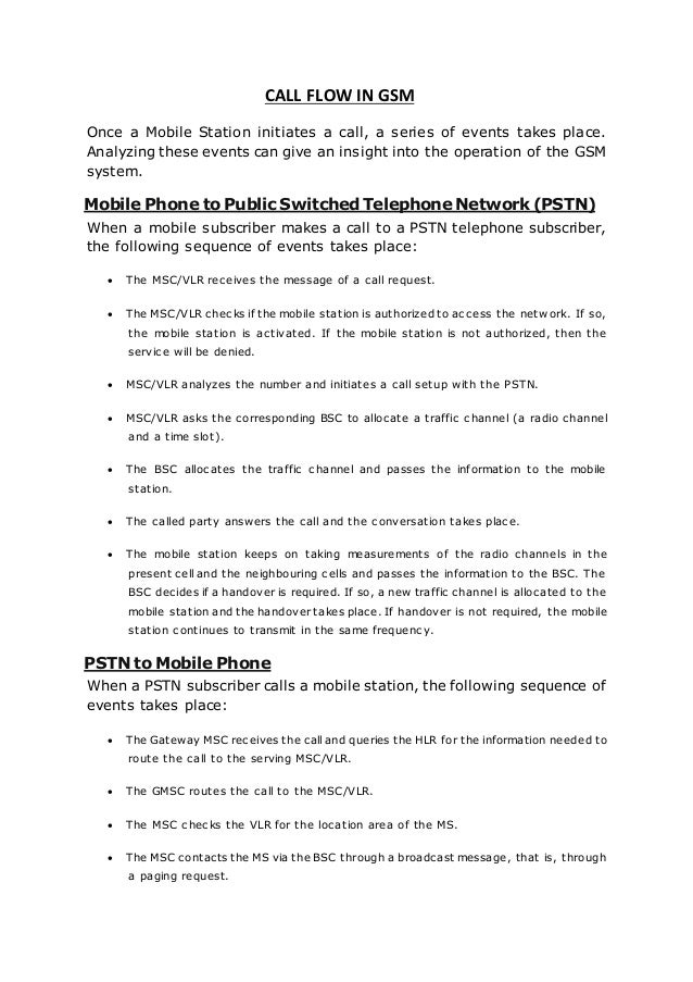Call flow in gsm