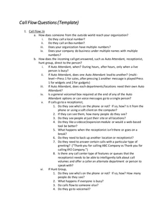 Call Flow Questions Guide (template) | DOCX | Phone Services | Home ...