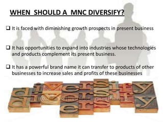 diversification strategies by MNCs | PPTX