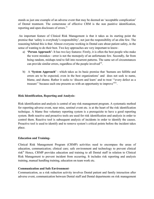 Call for a standard framework for clinical risk management program to ...