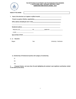 Call for nomination main awards for website | PDF