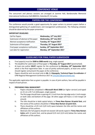 CALL FOR PAPERS::CRMC 2017:: | PDF