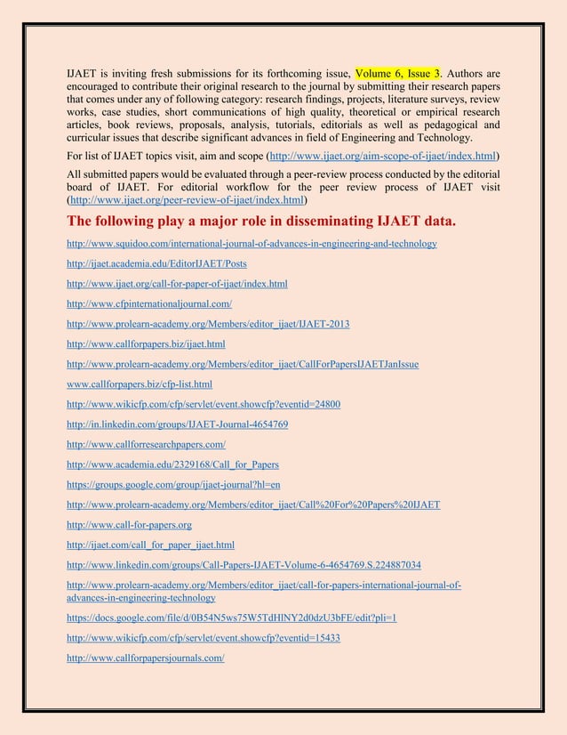 Call for papers engineering 2013 | PDF | Publishing Industry | Industries