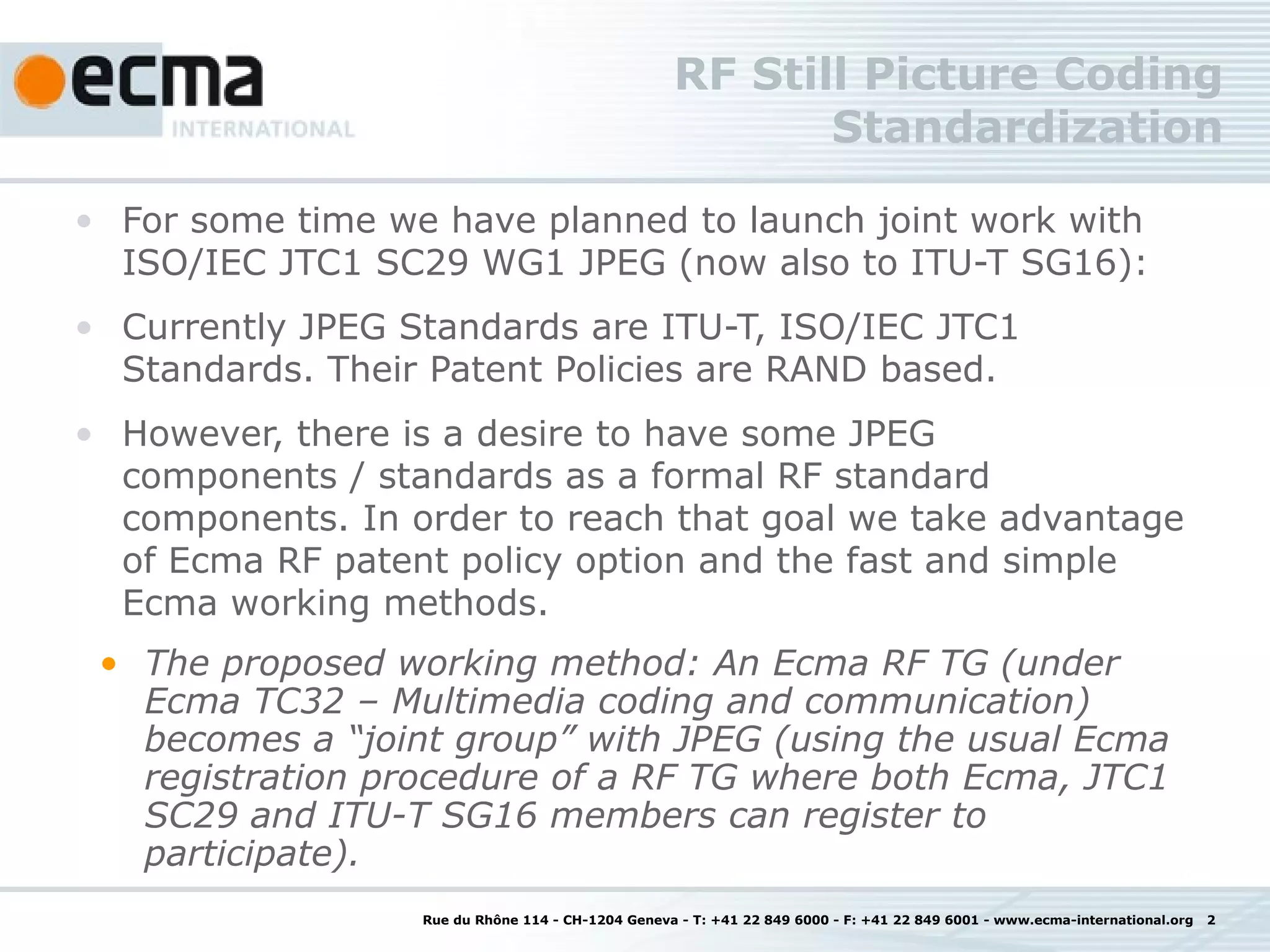 Call for participation royalty free animated jpeg standardization ...