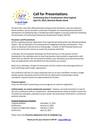 Call for Presenters - AFPRI 2013 | PDF