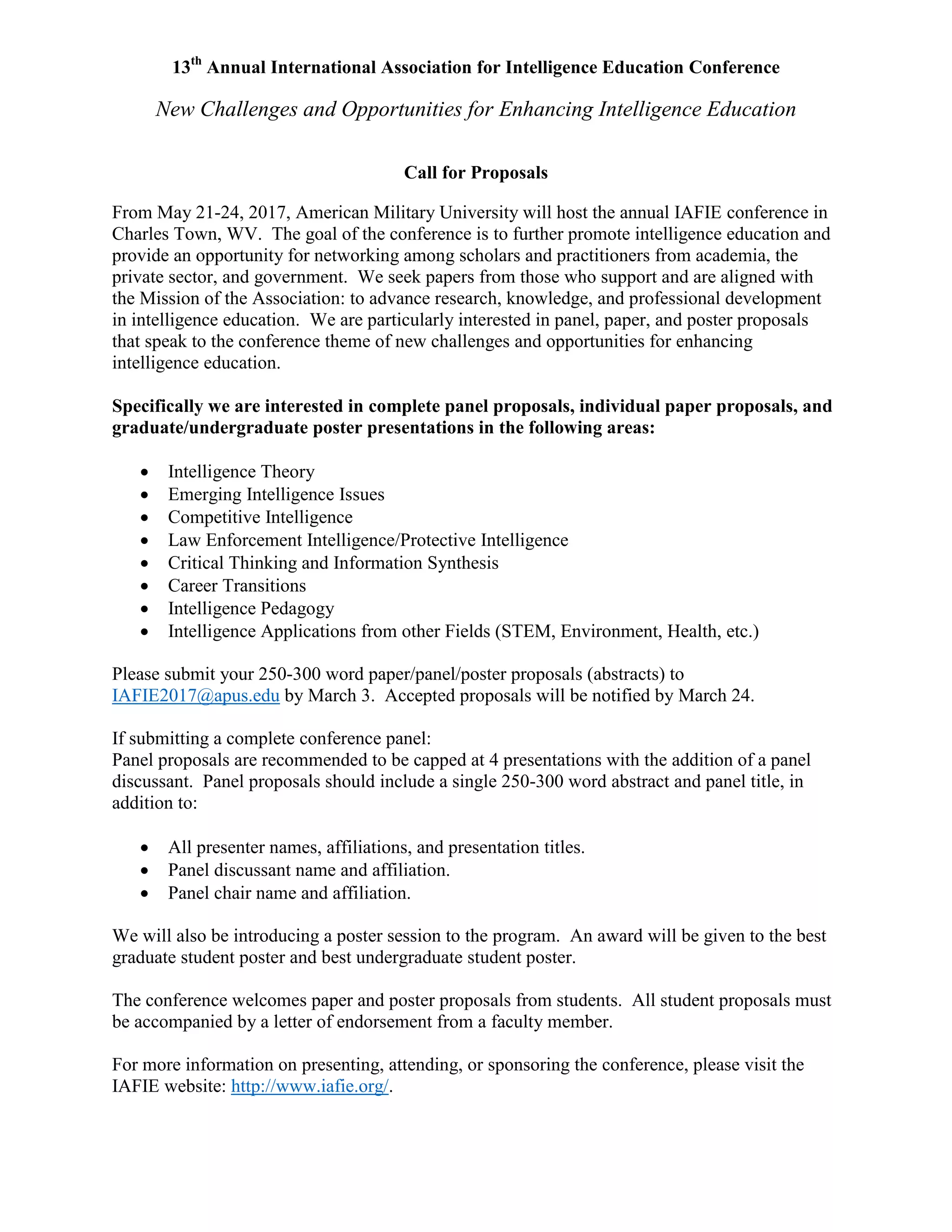 Call for proposals (iafie) (1) | PDF