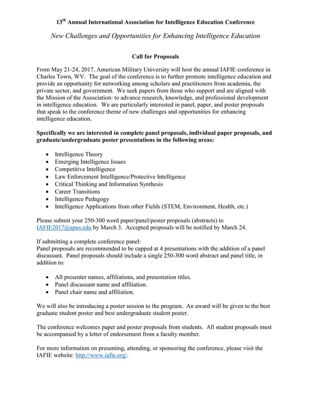 Call for proposals (iafie) (2) | PDF