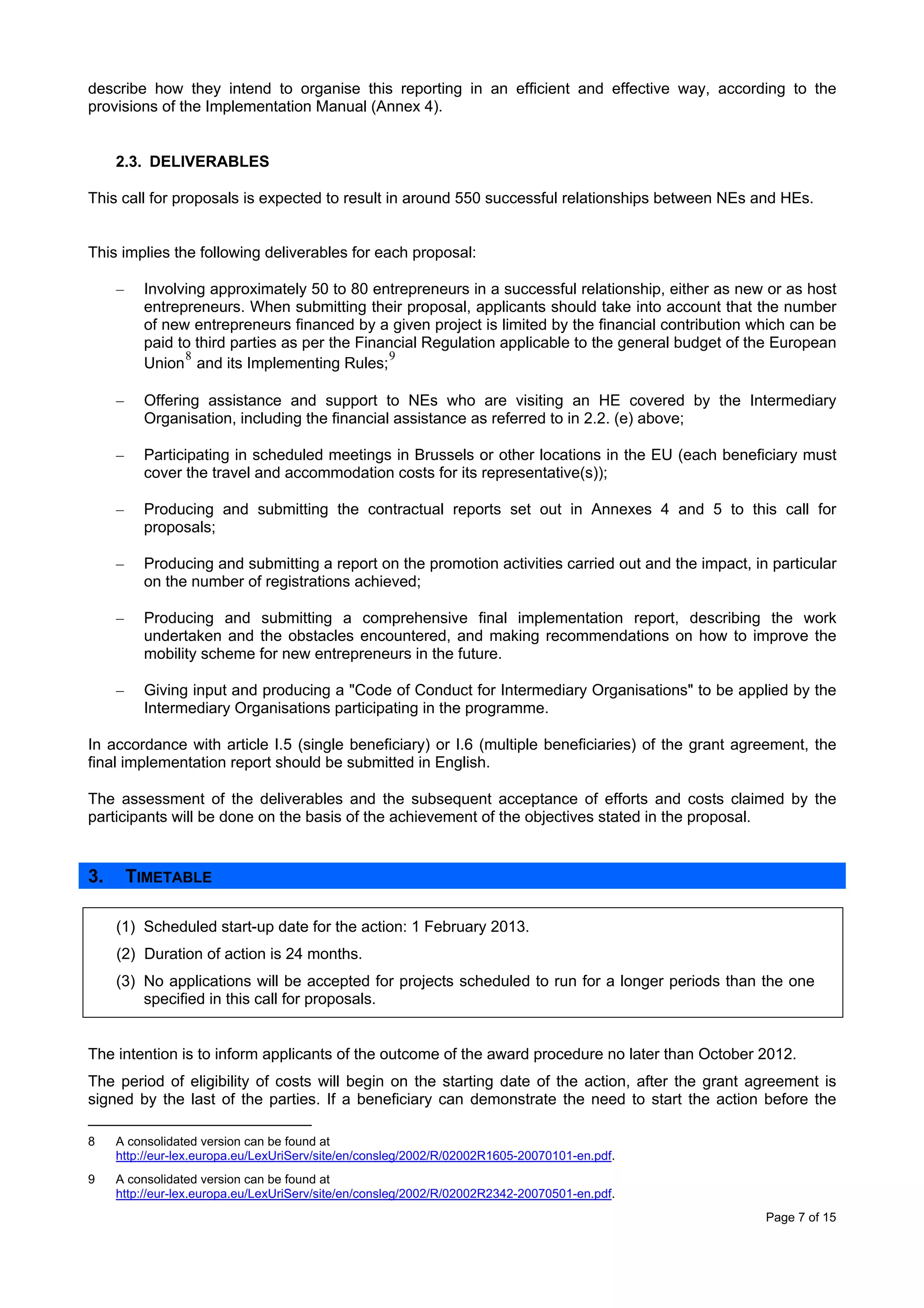 Erasmus for Young Entrepreneur - Call for proposals | PDF