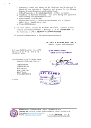 CALL FOR SUBMISSION OF DOCUMENTS FOR RECLASSIFICATION OF MASTER TEACHER ...