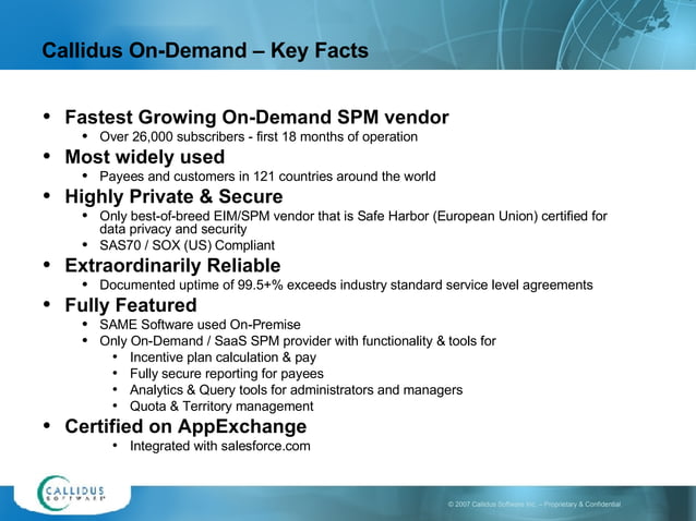 Callidus Software On-Premise To On-Demand Migration | PPT | Cloud Computing | Internet