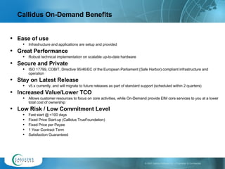 Callidus Software On-Premise To On-Demand Migration | PPT