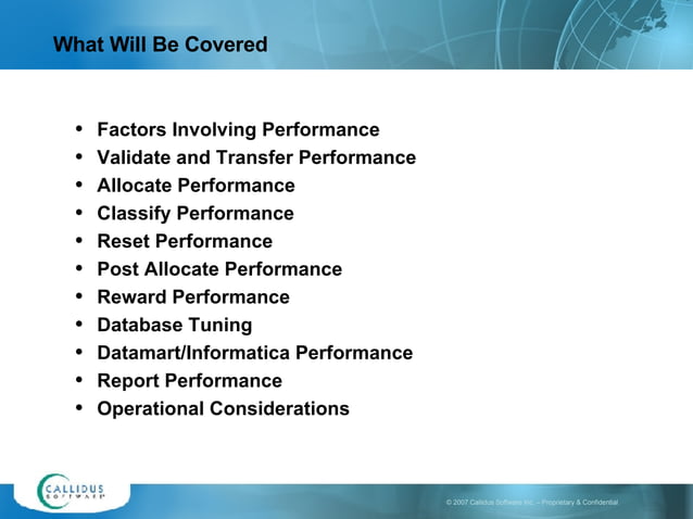 Callidus Software Product Installation And Performance Tuning | PPT