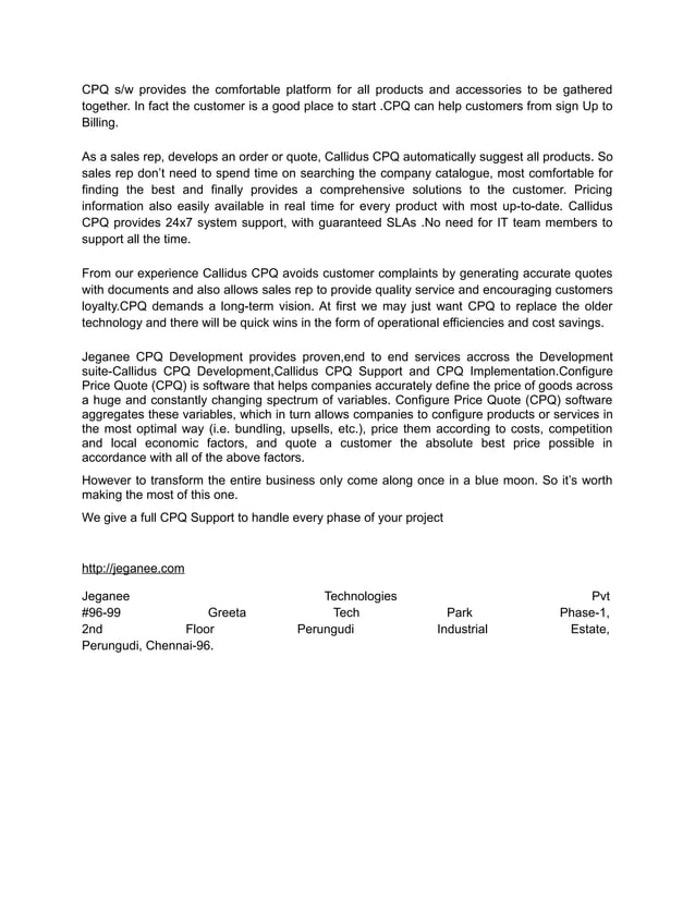 Callidus cpq development | PDF