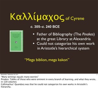 Callimachus intro 20100928 | PPT