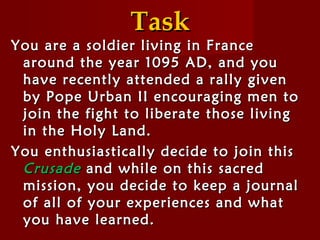 Calling for a crusade webquest[1] | PPT | Christianity | Religion ...