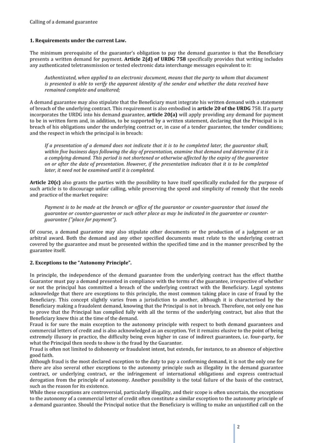 Calling of a demand guarantee | PDF | Life Insurance | Insurance