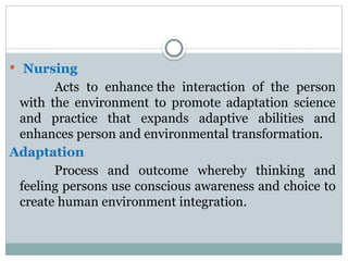 Callista Roy Adoptation Model of nursing | PPTX