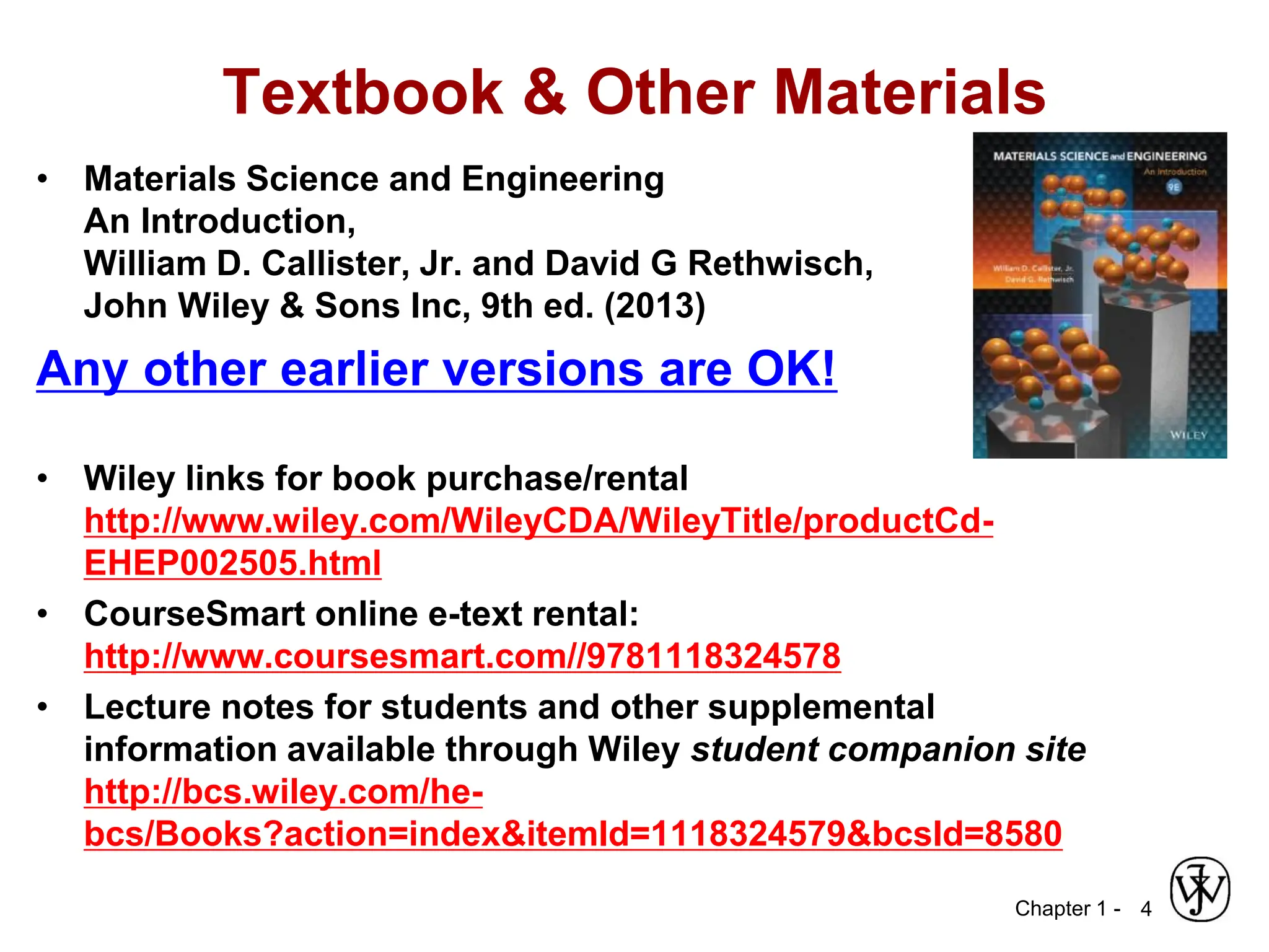 Callister chapter 1 slides materials science and engineering | PDF