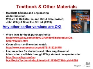 Callister chapter 1 slides materials science and engineering | PDF