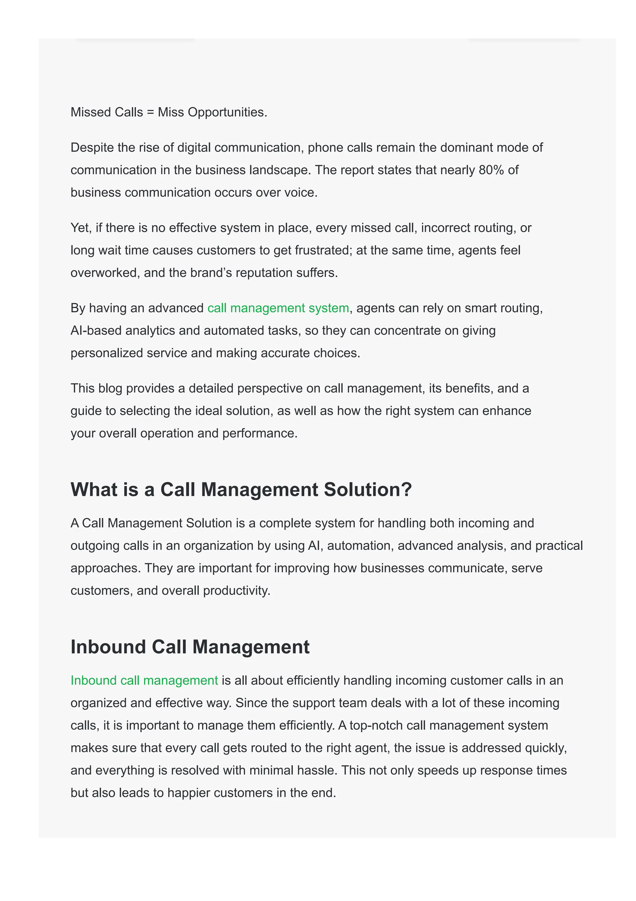 Call Management System: A Complete Guide | PDF