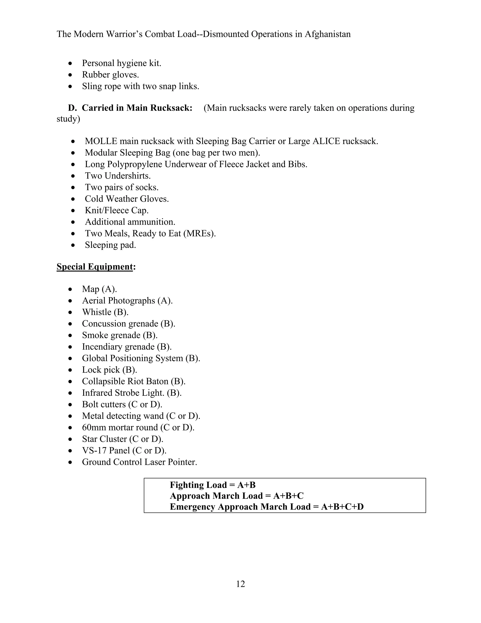 CALL Modern Warriors Combat Load report | PDF
