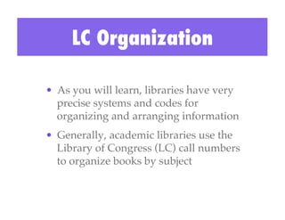 Silent Tutorial: Library of Congress call numbers | PPT