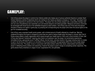 Call of Duty | PPTX | Arms & Ammunition | Sensitive Topics