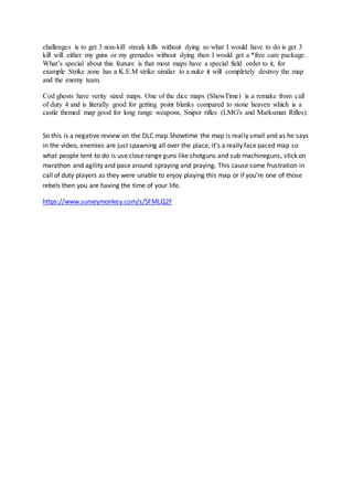 Call of duty ghosts secondary research | DOCX | Arms & Ammunition | Sensitive Topics