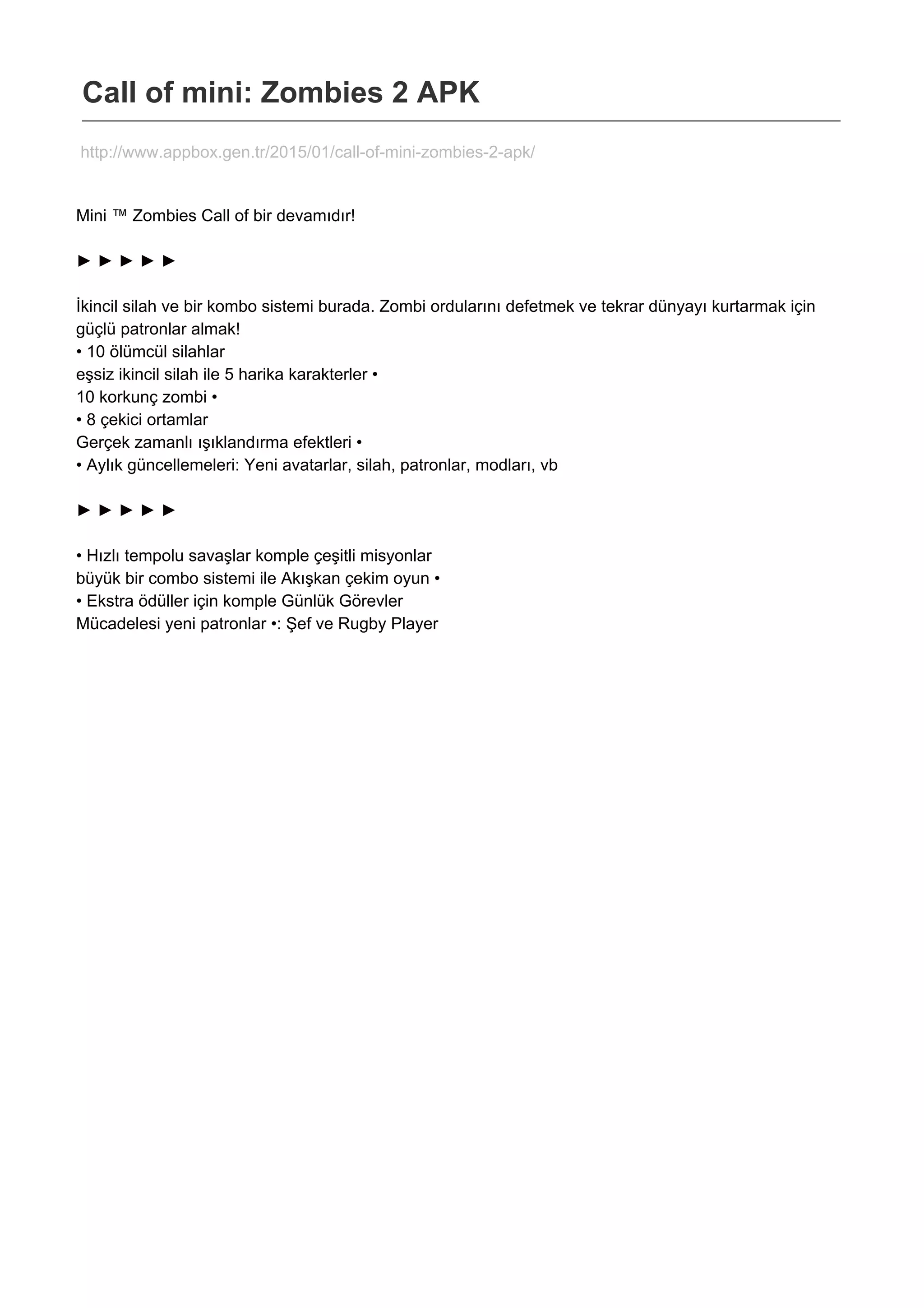 Call of mini zombies 2 apk | PDF