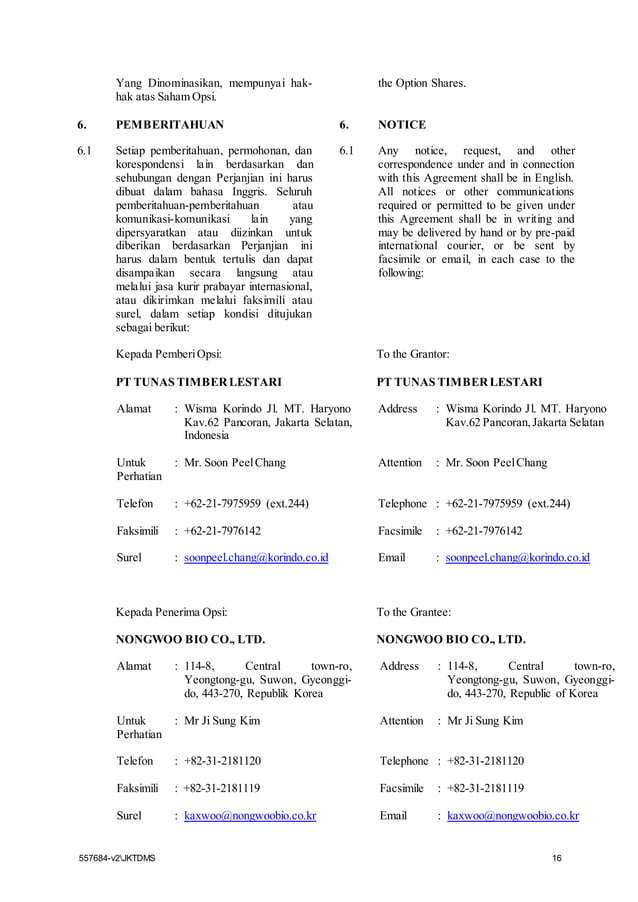 Perjanjian Opsi Beli - Call option agreement_Bilingual (Beli Perjanjian ...