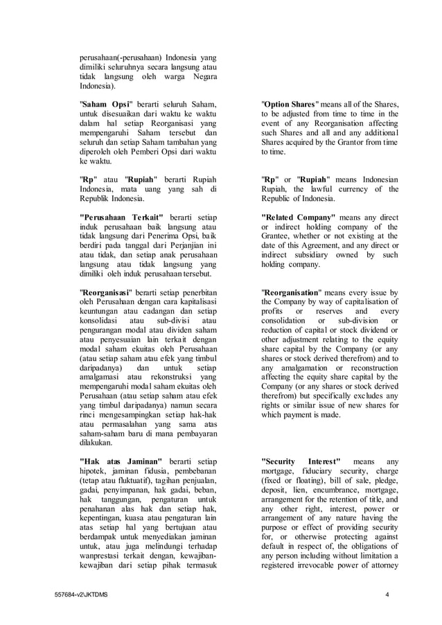 Perjanjian Opsi Beli - Call option agreement_Bilingual (Beli Perjanjian ...