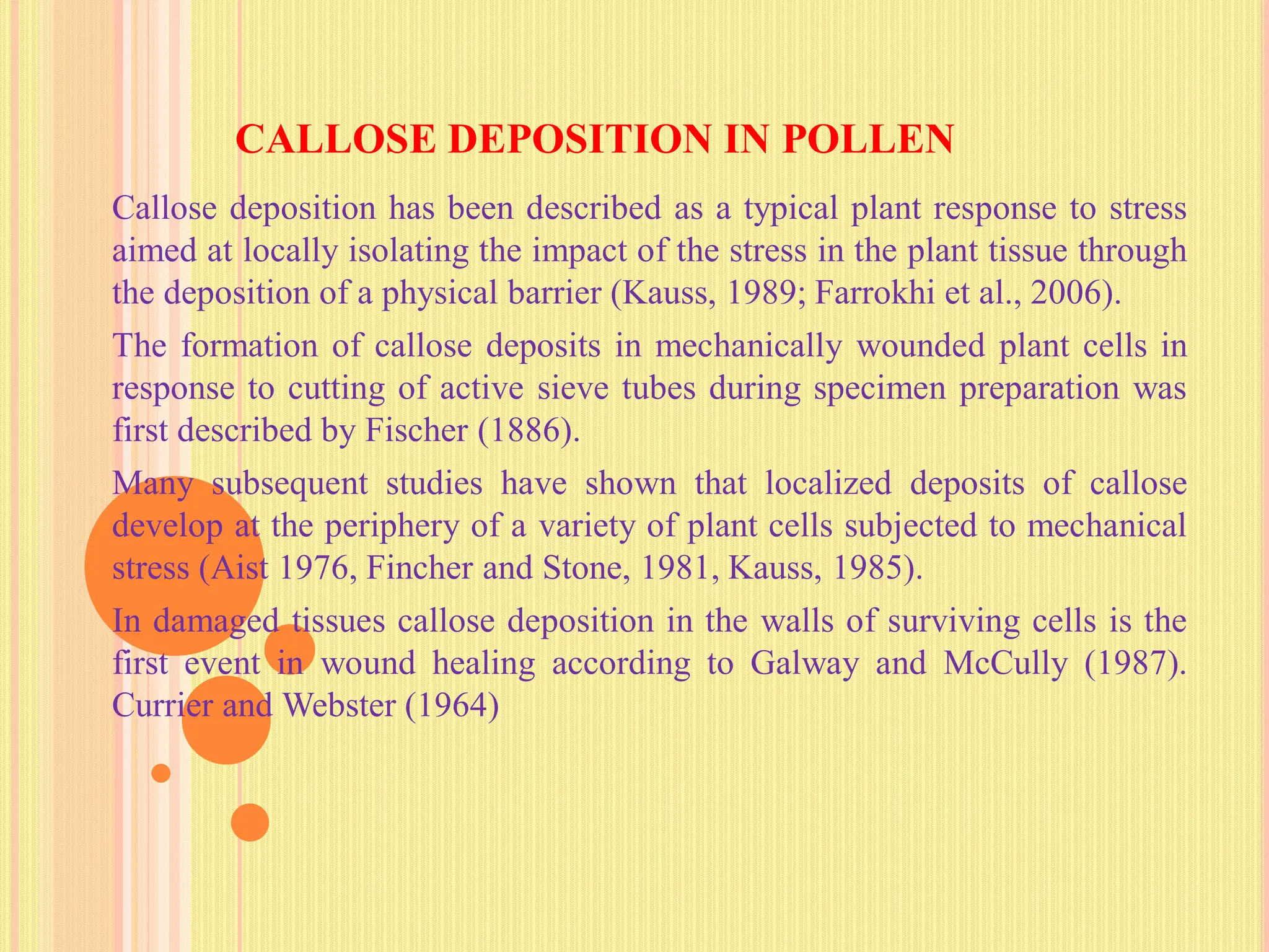 CALLOSE DEPOSITION IN POLLEN IN HIGHER PLANTS | PDF