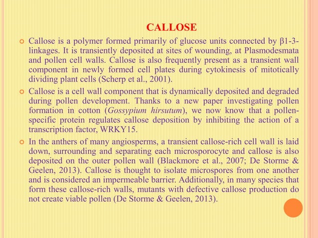 CALLOSE DEPOSITION IN POLLEN IN HIGHER PLANTS | PDF
