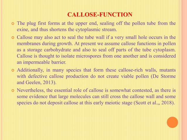 CALLOSE DEPOSITION IN POLLEN IN HIGHER PLANTS | PDF