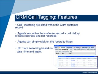Call Recording CRM tagging | PPT