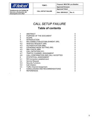 Call setup failure | PDF