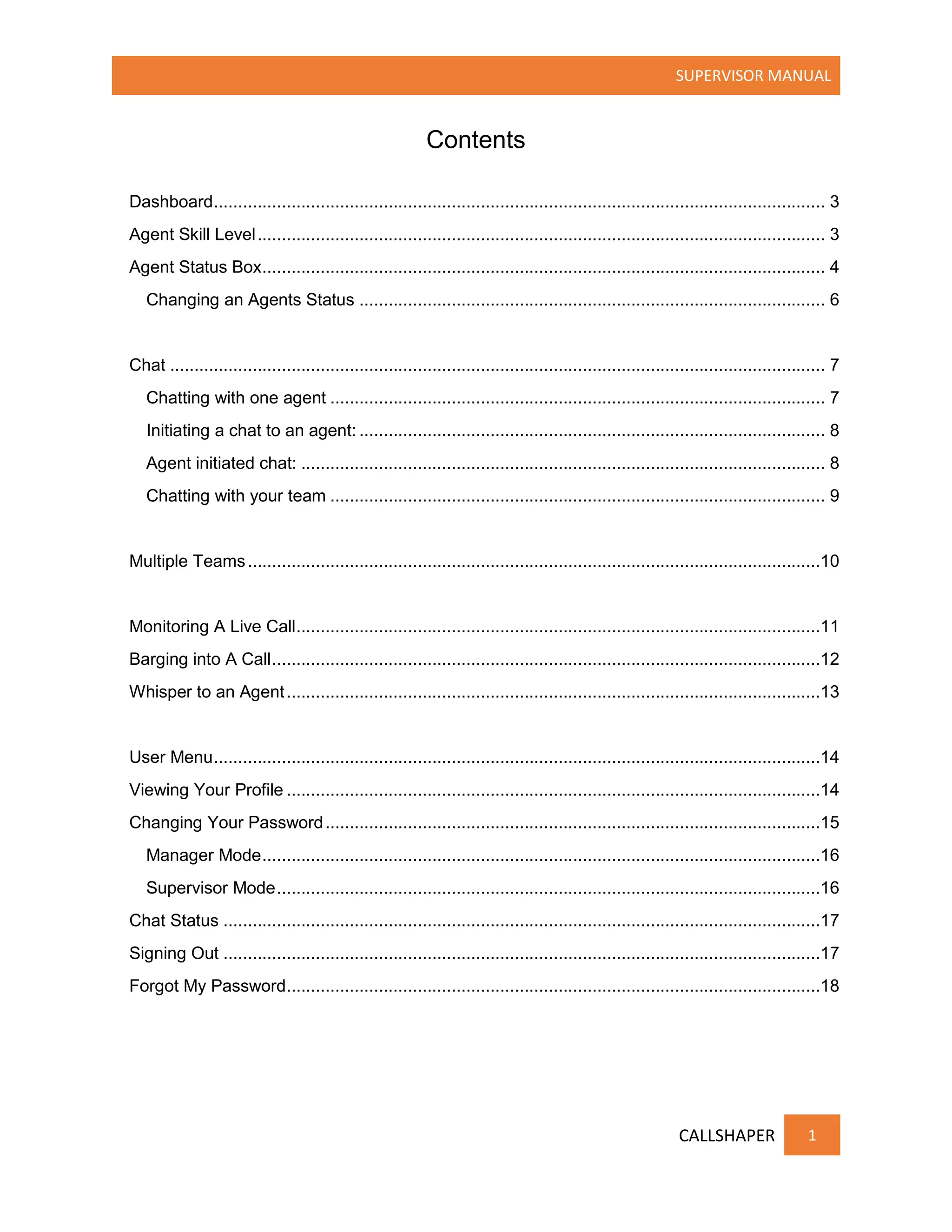 CallShaper Supervisor Manual | PDF