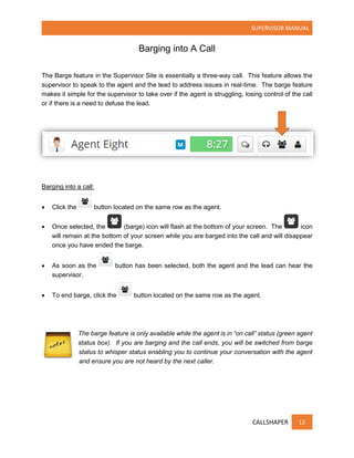 CallShaper Supervisor Manual | PDF