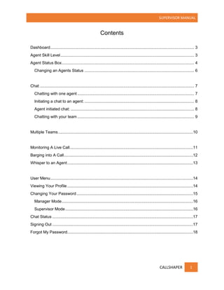 CallShaper Supervisor Manual | PDF