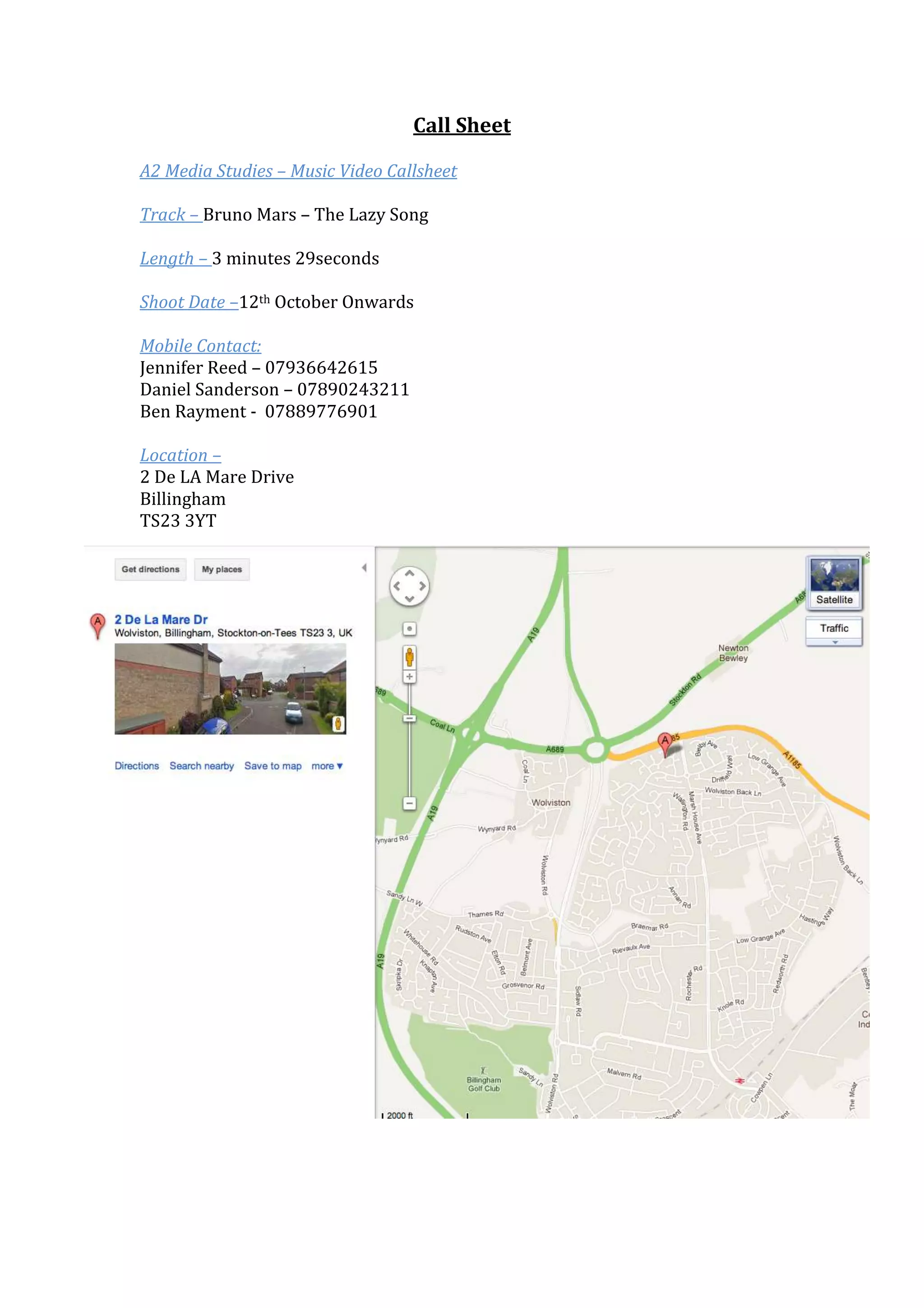 Call sheet | PDF