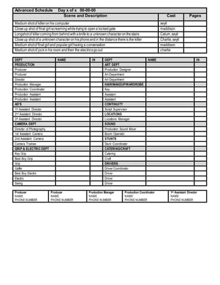 Call sheet | DOCX