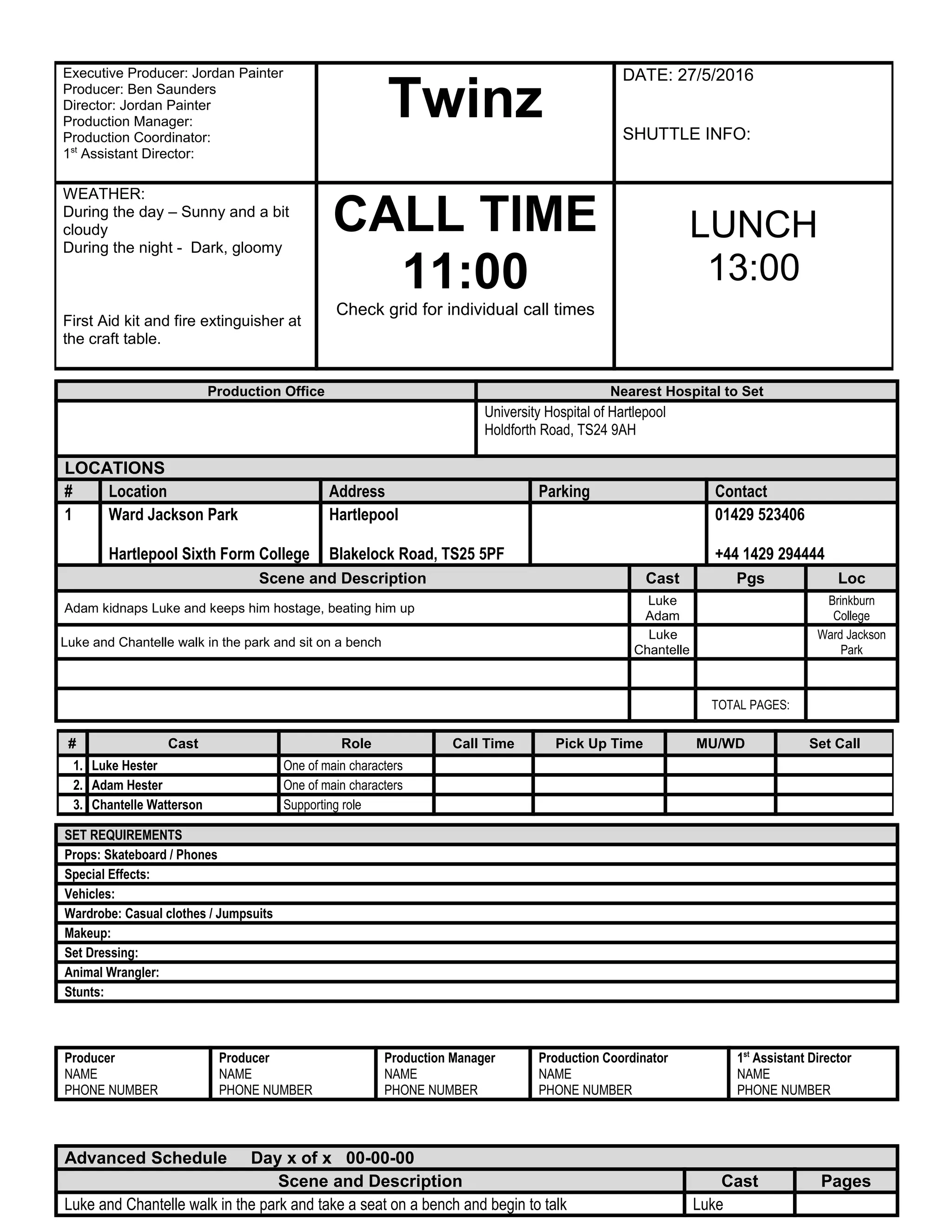 Call sheet | PDF