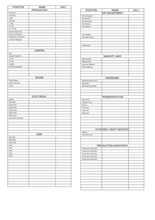 Call sheet 1_ | PDF
