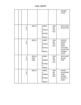 Call sheet 1 FINAL | DOCX