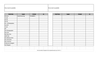 Call Sheet 1 | PDF