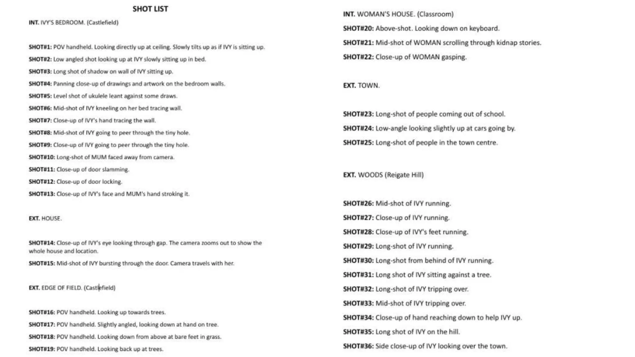 Call sheet and shot list | PPTX