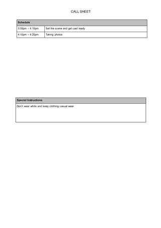 Call sheet for word 2.docx | Style & Fashion