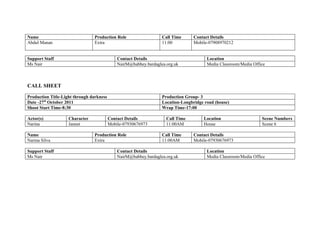 Call Sheet Media | DOC