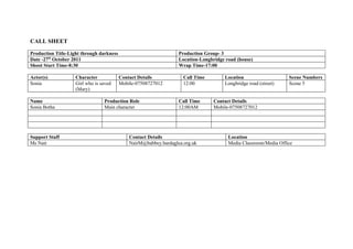 Call Sheet Media | DOC