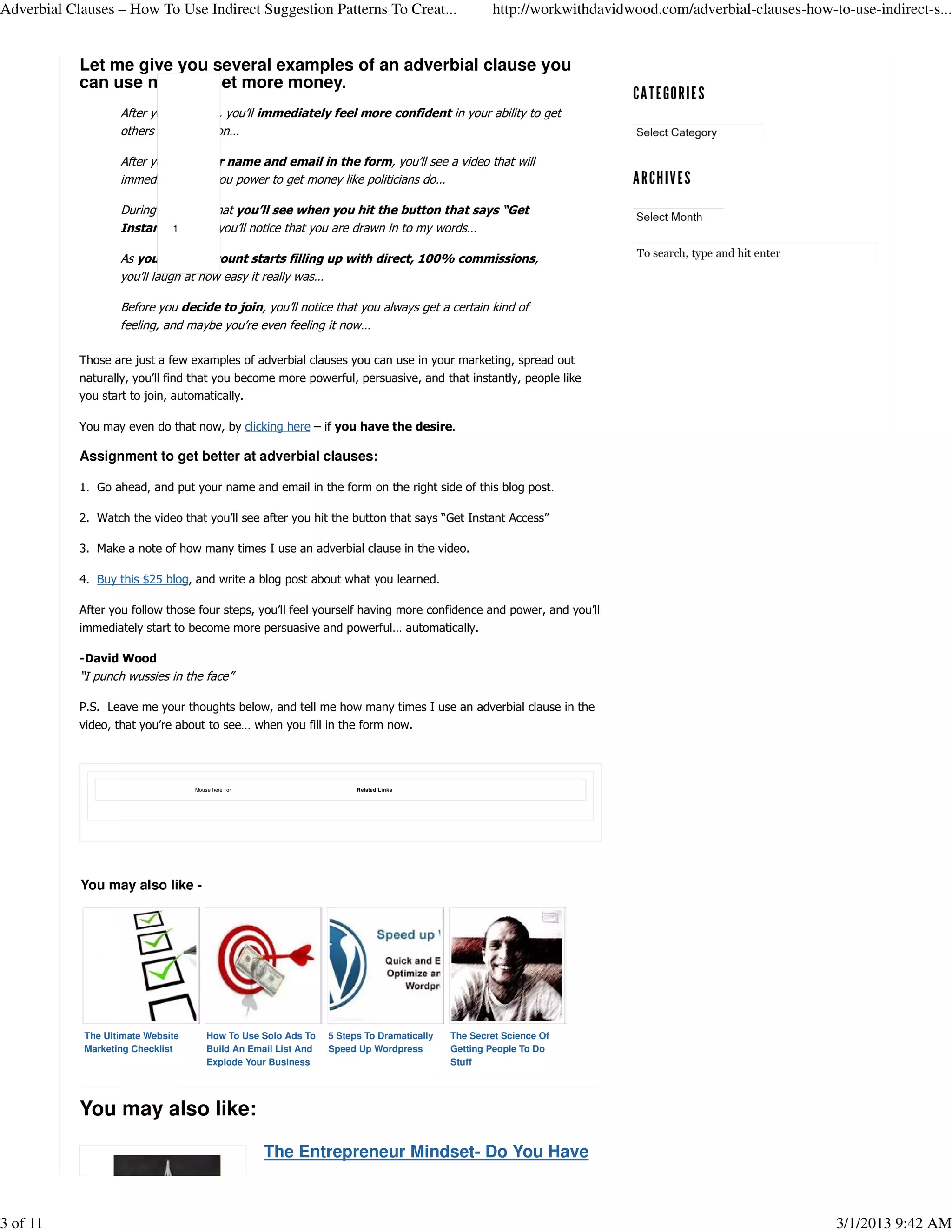 Calls to action assignment | PDF